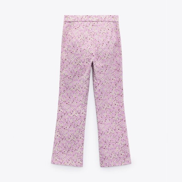 Zara | Pants & Jumpsuits | Nwot Zara Floral Print Daisy Kick Flare ...